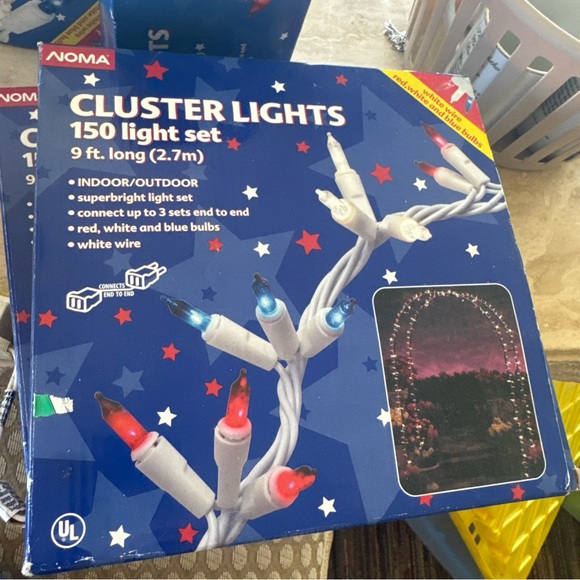 Party Supplies | 2 Boxes Cluster Lights 15 Light Set Red Blue White ...